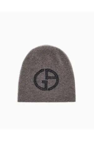 Giorgio Armani Cashmere Beanie With Ga Logo - Red