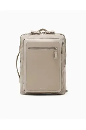 Giorgio Armani Giorgio Armani Nylon And Pebbled-Leather Backpack Beige