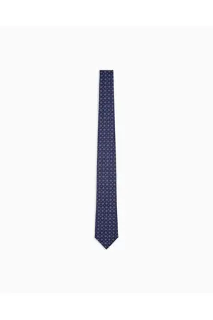 Giorgio Armani Silk Tie With Geometric Jacquard Motif - Blue