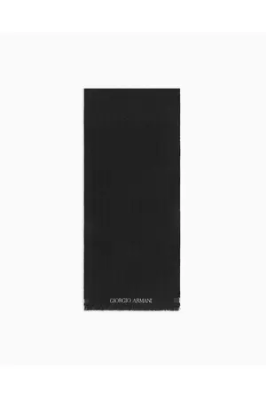 Giorgio Armani Jacquard Virgin-wool Scarf - Black