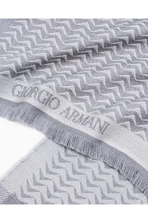 Giorgio Armani Jacquard Virgin-wool Scarf - Grey