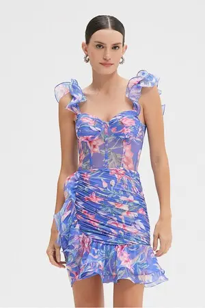 PatBO Amaryllis Flutter Mini Dress - Blue