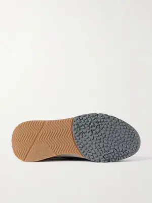 Brunello Cucinelli Leather-trimmed Stretch-knit Sneakers - Blue