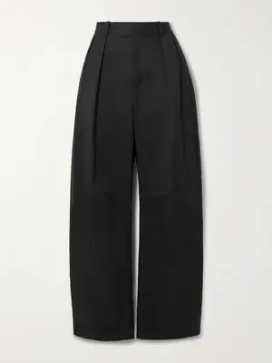 Pleated Barrel-Leg Trousers