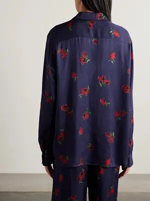 Khaite Argo Printed Silk-twill Shirt - Blue