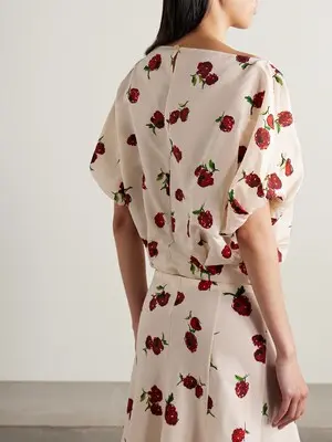 Khaite Niles Cropped Draped Silk And Cotton-blend Twill Top - Ecru
