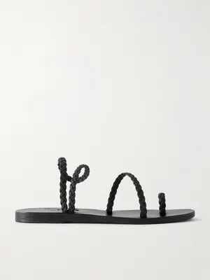 ANCIENT GREEK SANDALS Eleftheria Woven Leather Sandals - Black
