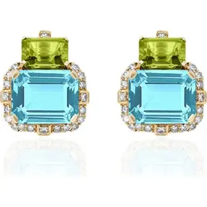 Goshwara GOSSIP Semiprecious Stone Stud Earrings Pale Blue / Bright Green