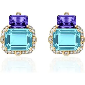Goshwara GOSSIP Semiprecious Stone Stud Earrings Pale Blue / Vivid Blue