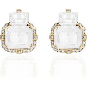 Goshwara Semiprecious Stone Stud Earrings With Diamonds In 18k Gold - White