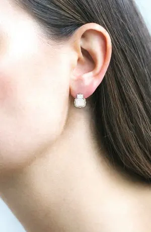 Goshwara Semiprecious Stone Stud Earrings With Diamonds In 18k Gold - White