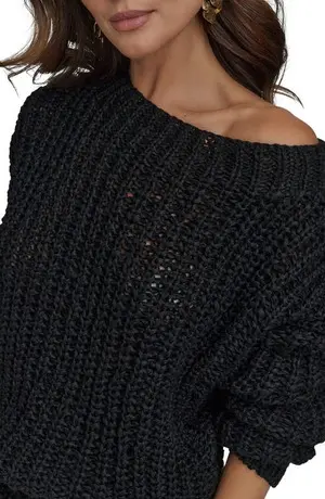 Donna Karan New York Open Stitch Sweater - Black