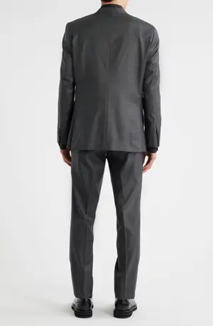 JACK VICTOR Stacie Trim Fit Solid Grey Stretch Super 110s Suit - Charcoal