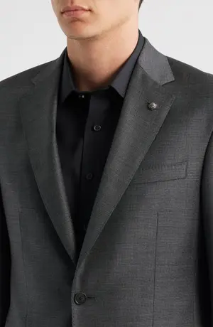 JACK VICTOR Stacie Trim Fit Solid Grey Stretch Super 110s Suit - Charcoal