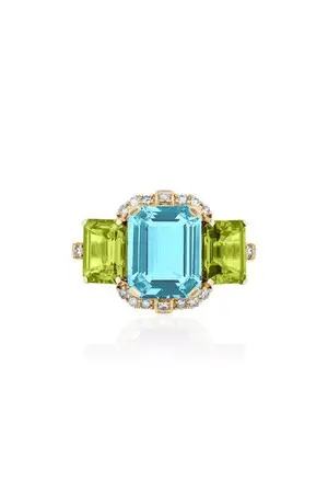 Goshwara Gossip Semiprecious Stone Ring - Pale Blue / Bright Green