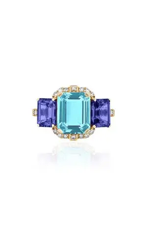 Goshwara Gossip Semiprecious Stone Ring - Pale Blue / Vivid Blue