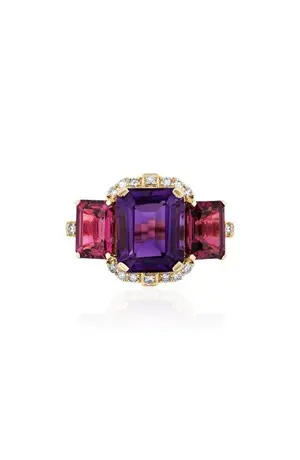 Goshwara Gossip Semiprecious Stone Ring - Purple/red