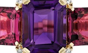 Goshwara Gossip Semiprecious Stone Ring - Purple/red