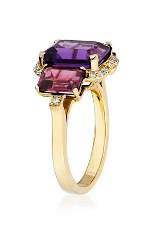 Goshwara Gossip Cocktail Ring With Citrine And Garnet - Purple/red