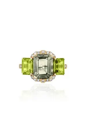 Goshwara Gossip Cocktail Ring With Citrine And Garnet - Translucent Green