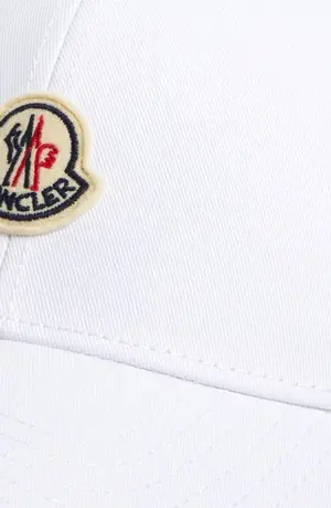 Moncler Logo Patch Adjustable Baseball Cap - White