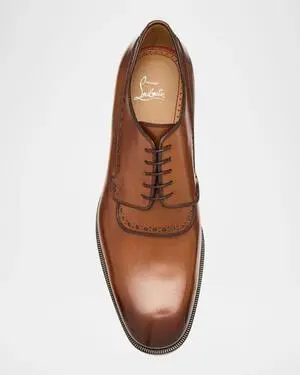 CHRISTIAN LOUBOUTIN Sartoby Brogue Leather Derby Shoes - Havane