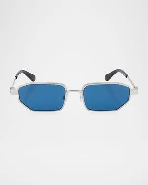Off-White Loa Metal Rectangle Sunglasses - 17245silverblue
