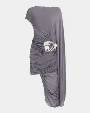 Christopher Esber Sculpted Loop Draped Cape Backless Mini Dress In Shadow  Grey - 60% Off | Editorialist