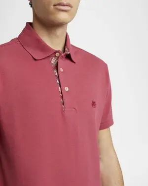 Etro Apos;s Cotton Logo-embroidered Polo Shirt - Dark Red