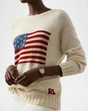 Ralph Lauren Iconic Flag Cashmere Sweater - Cream