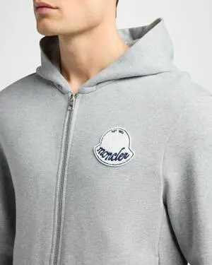 Moncler Chenille-logo Full-zip Hoodie - Ltgray