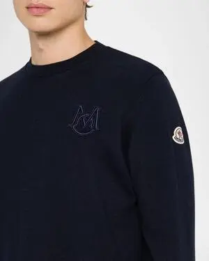 Moncler Monogram Appliqué Crewneck Sweater - Navy