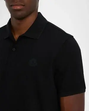 Moncler Apos;s Cotton Tonal Logo Polo Shirt - Black
