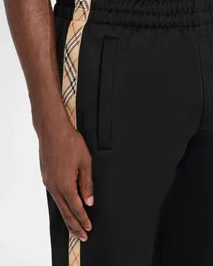 Burberry Apos;s Check-trim Jersey Trousers - Black