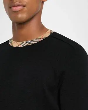 Burberry Check-trim Wool Sweater - Black