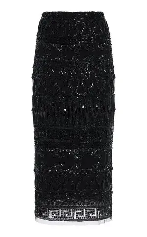 Carolina Herrera Embroidered Tulle Midi Skirt