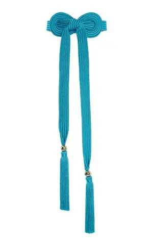 Carolina Herrera Trapunto Bow Belt - Turquoise