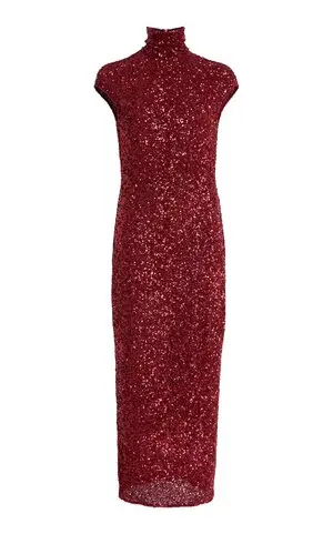 CARLA ZAMPATTI Crushed Sequin Midi Dress