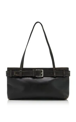 ST. AGNI Belt-detailed Leather Baguette Bag