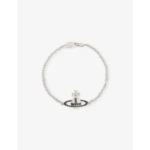 VIVIENNE WESTWOOD Mayfair Bass Relief Rhodium-plated Bracelet - Rhod/ Gunmetal / Crystal