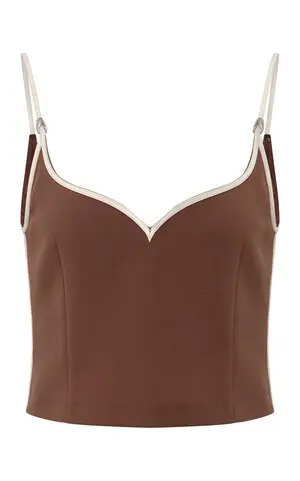 Paris Georgia Heart Bonded Jersey Vest Top - Brown