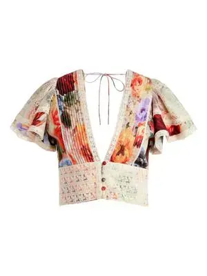 Alice + Olivia Keeley Floral-print Blouse - Neutrals