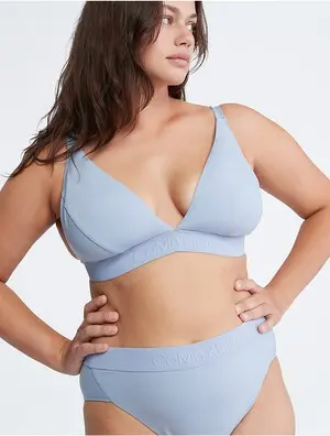 Calvin Klein Core Tonal Triangle Bikini Top - Blue Chime