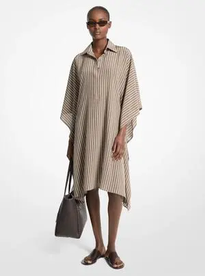 Michael Kors Striped Crepe De Chine Caftan Shirtdress