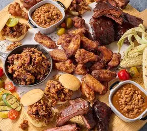 CORKY'S Bbq 12-lb Bbq Box W/ribs, Wings, Pulled Pork & Beans
