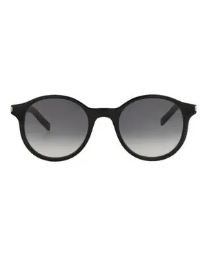 Saint Laurent Round Frame Acetate Sunglasses - Black Black Grey (sl521/30013043/001)