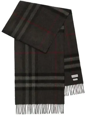 Burberry Giant Check Cashmere Scarf Grey