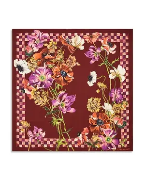 FERRAGAMO Flower Silk Scarf - Bordeaux