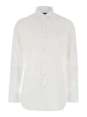 Ralph Lauren Slim Fit' Shirt With Pointed Collar And Embroidery On The Front In Cotton - White