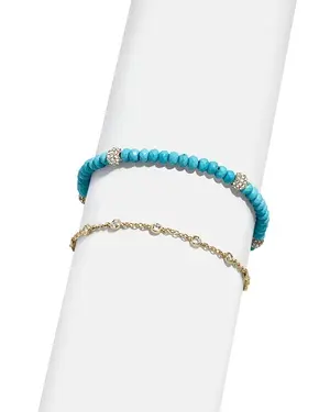 Baublebar Marina Crystal And Turquoise Anklets Set Of 2 - Blue/gold